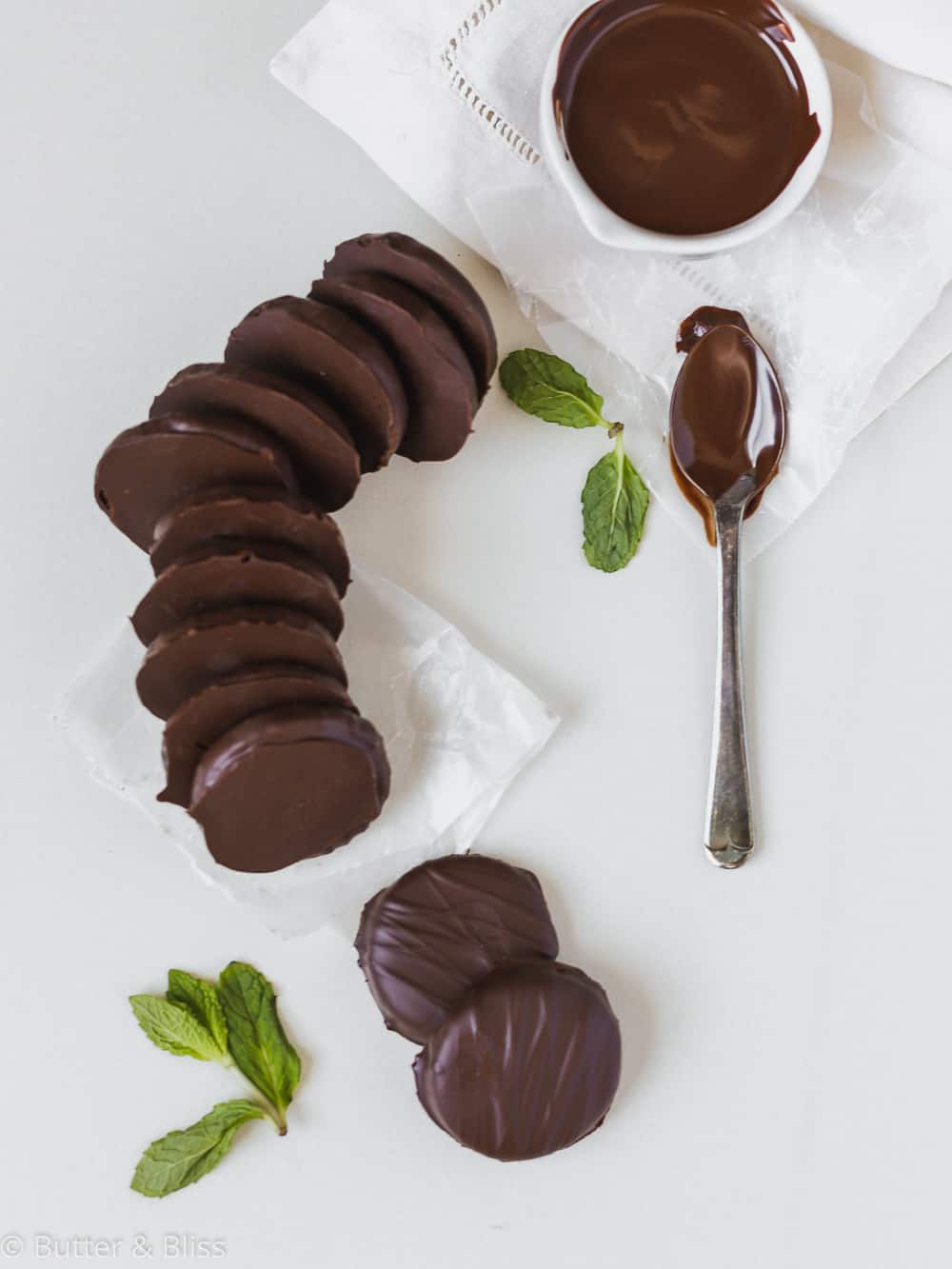 Healthier Thin Mint Cookies - Small Batch - Butter and Bliss